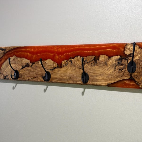 Wooden and Epoxy Resin Coat Rack, Epoxy Resin, Wood Coat Rack, Clothes ...