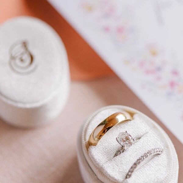 THREE SLOT Ring Box, Three Slot Velvet Ring Box, Three Slot Wedding ...