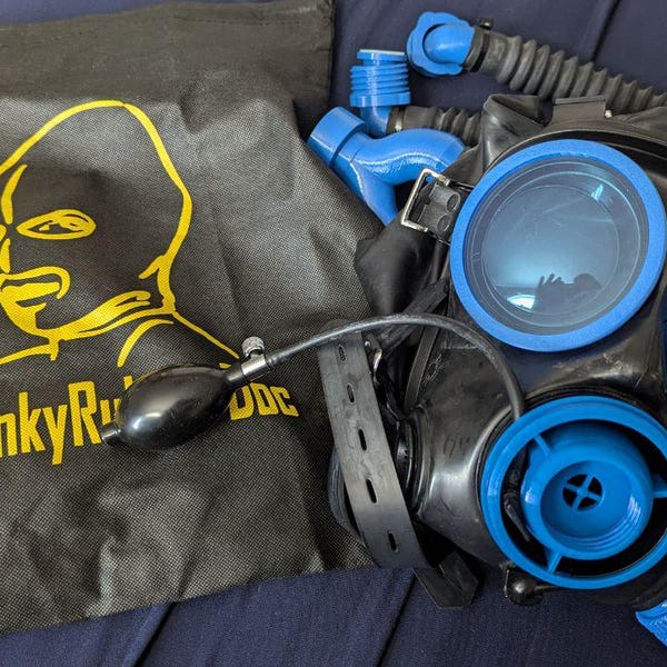 Upgraded Gas Mask Hood Rubber. Hose Filter Breath Bag Gray Latex Gear ...