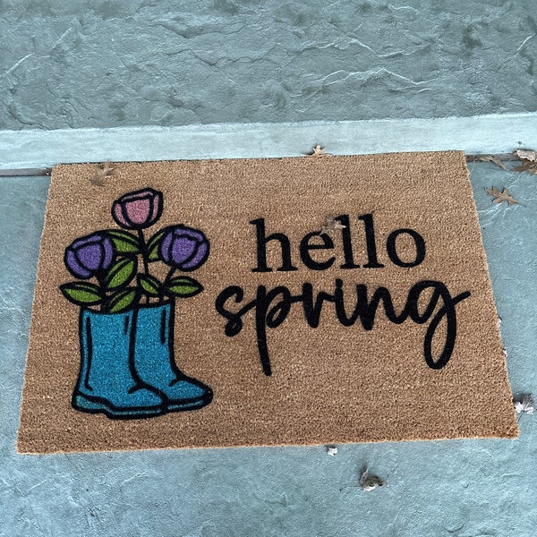 Flamingo Doormat Summer Doormat Summer Porch Decor Flamingo Decor Cute ...