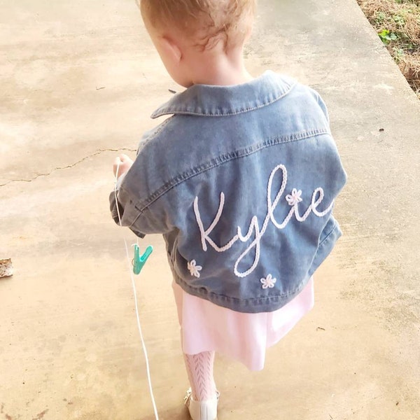 Kids Hand Embroidered Denim Jacket | Personalized Name Kids Jean Jacket ...