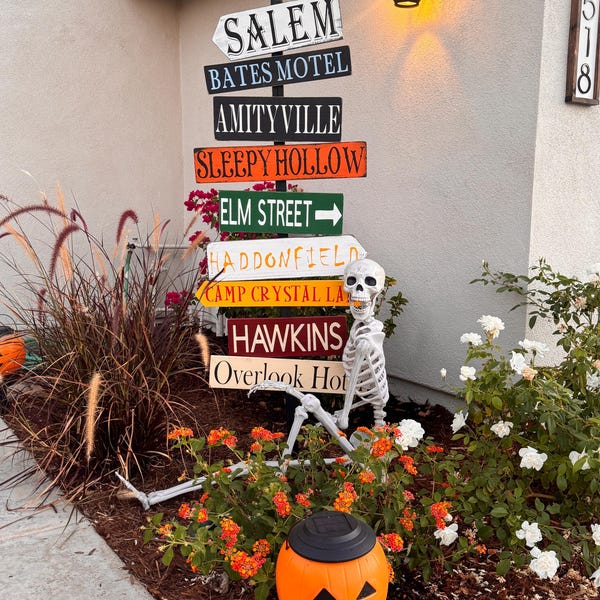 Halloween Directional Sign Halloween Porch Sign Cedar Wood Lawn ...
