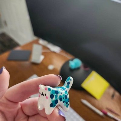 Handmade Painted Cute Quirky Clay Kitty Cat Figurine / Kitkats for Your ...