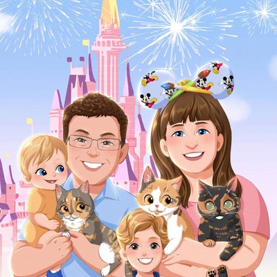 Disney Style Custom Disney Portrait, Digital Download, Cartoon Style ...