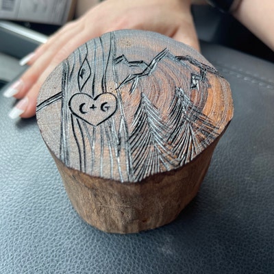 Rustic Wooden Wedding Ring Box Personalized Tree With Heart, Initials ...