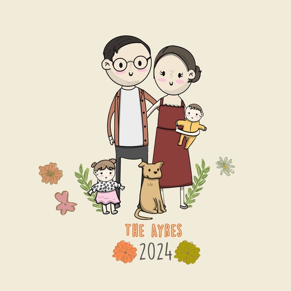 Custom Portrait From Photo, Cartoon Portrait, Printed Family ...