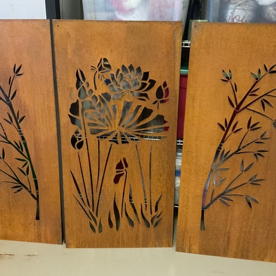 Large Metal Flowers, Privacy Screen Flowers Metal Wall Art Decorative ...