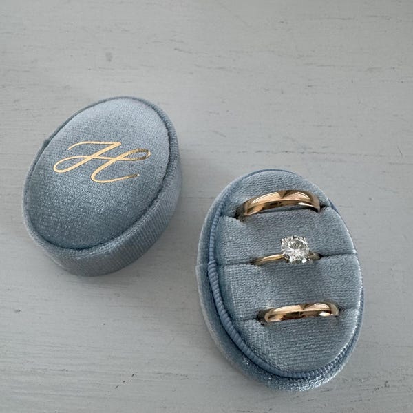 3 Slot Ring Box Wedding Velvet, 3 Slot Custom Wedding Ring Box ...