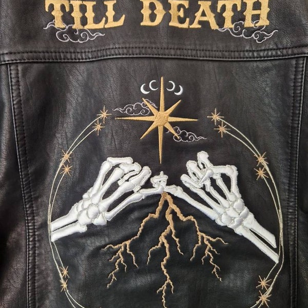 Till Death Leather Jacket Black Wedding Embroidered Leather Jacket ...