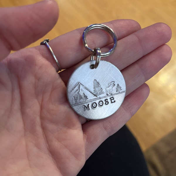 Dog ID Tag-moose Custom Pet Tag- Tag for Medium Large Dog-personalized ...