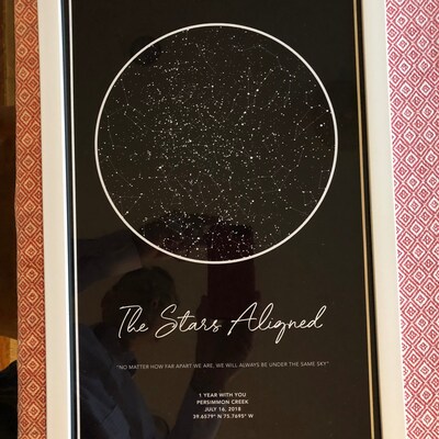 Custom Star Map Valentine's Christmas Gift First Kiss Poster Love ...