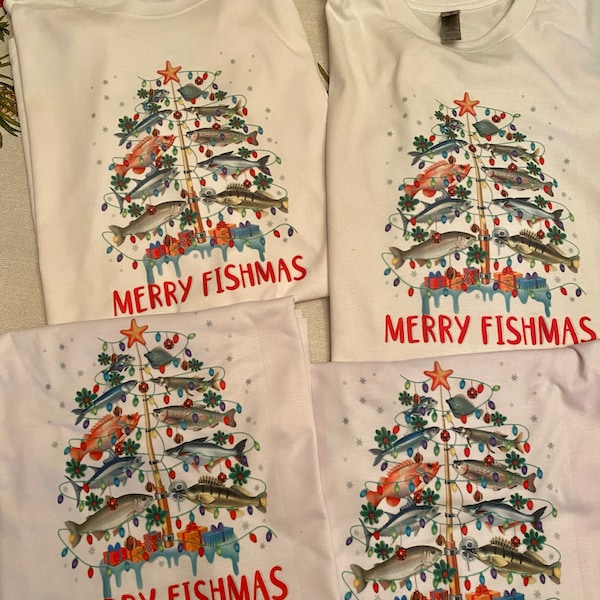 Merry Fishmas Funny Christmas Tree Lights Fish Fishing Rod Png, Fishing ...