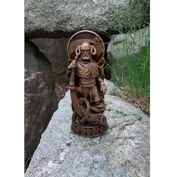 Handmade Oak Heimdall Statue: Norse God Altar Sculpture (9 Inch) - Etsy