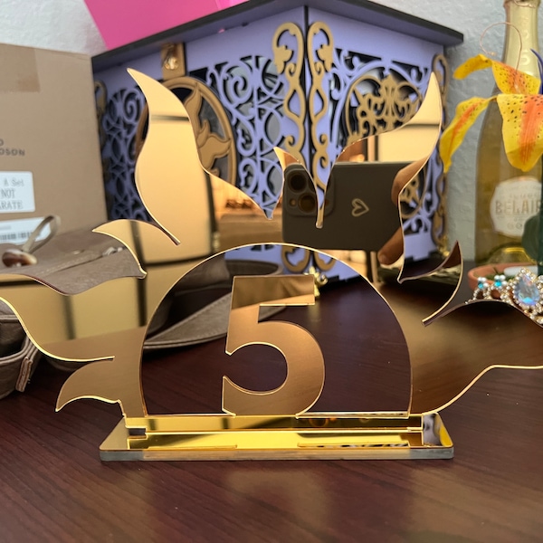 Tangled Sun Table Numbers With Stand, Quinceanera, Princess Party ...