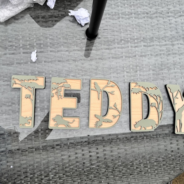 Safari Themed Wooden Letters | Wild Jungle Animal Theme Wooden Name ...