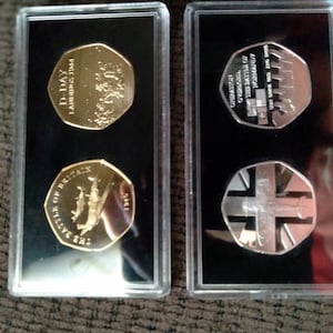 Pair of 24ct Gold WW2 Commemoratives in 50p Coin Display Case. D-DAY ...