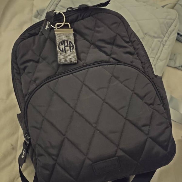 Navy Blue Herringbone Mini Keychain Personalized With Monogram ...