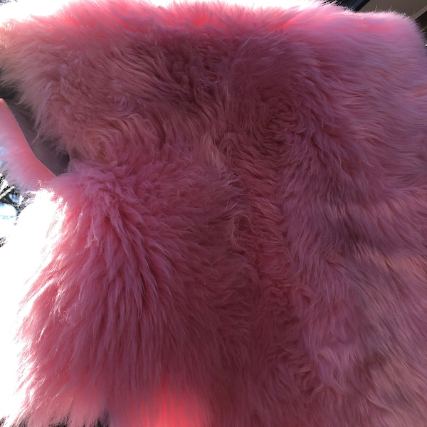 BIG SHEEPSKIN Pink Rugs Throw Genuine Leather Sheep Skin 50" X 28 ...