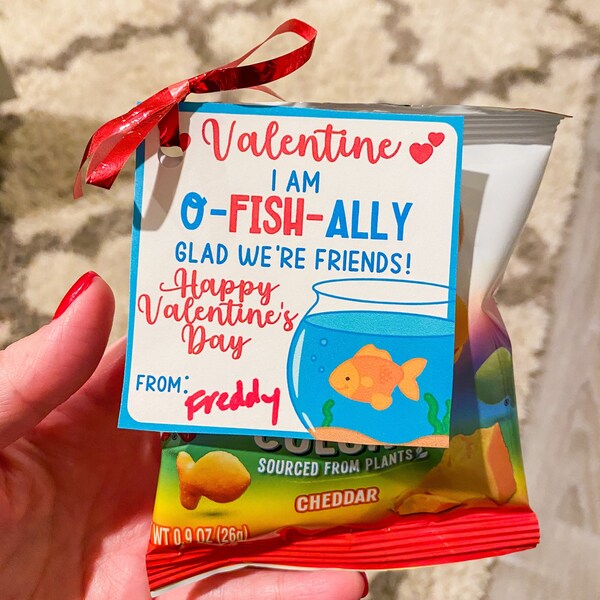 Valentine Gift Tag - Printable - Goldfish - Instant Download - Etsy