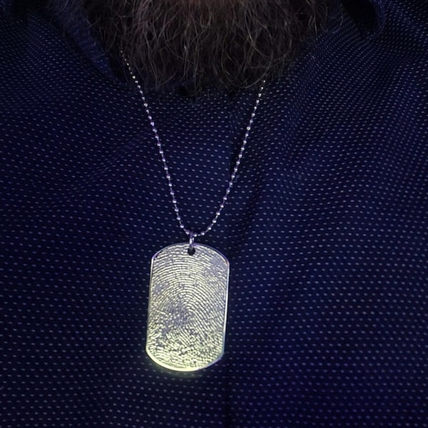 Custom Fingerprint Dog Tag Charm or Pendant, Fingerprint Dog Tags ...