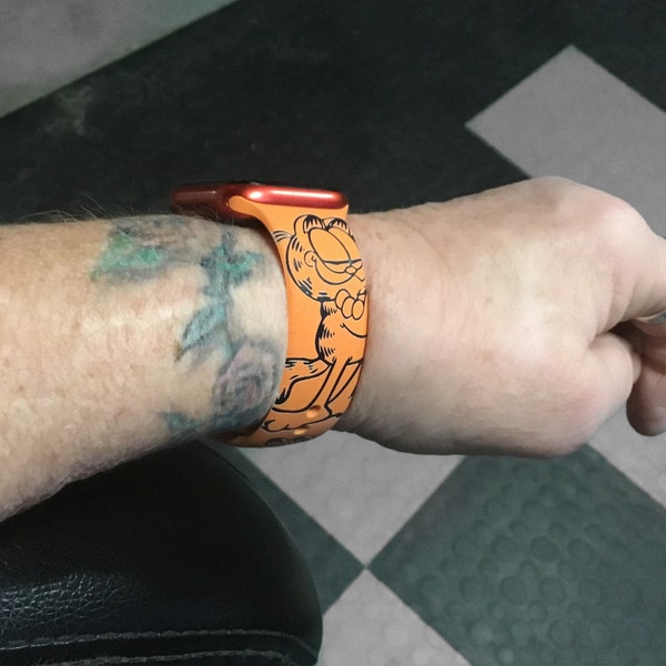 Garfield Laser Engraved Dual Color Silicone Watch Band for Apple ...