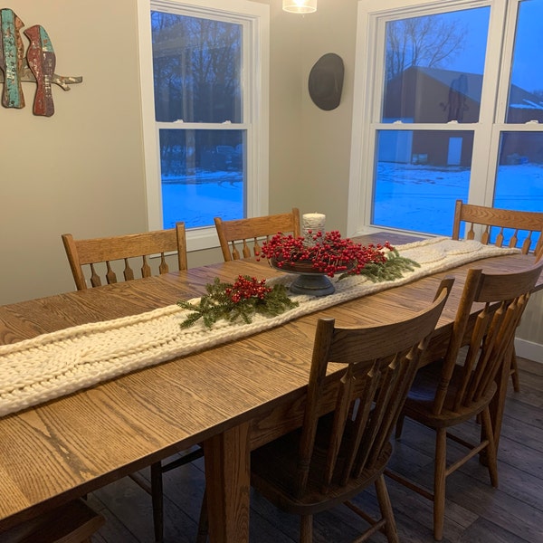 Rowan Table Runner 100% Wool Cable Knit Fall/winter Decor Natural ...