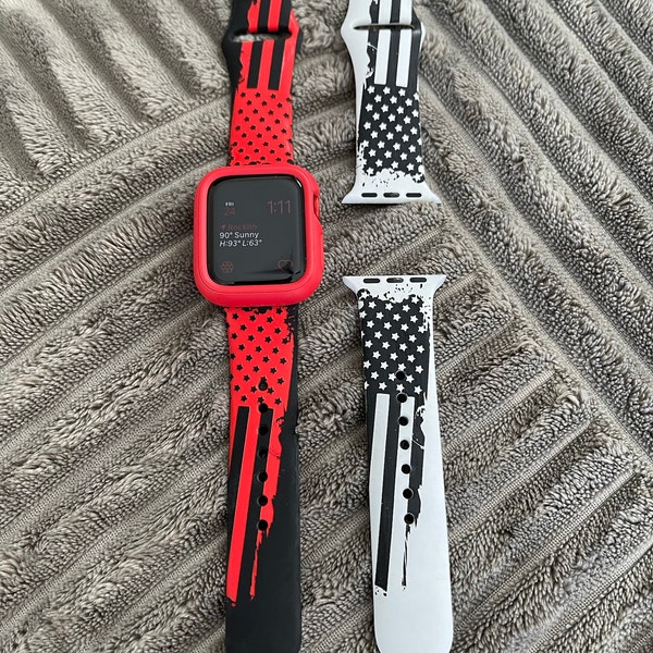 US Flag Themed Engraved Silicone Watch Band - Etsy