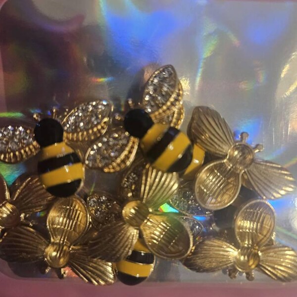 10 Pcs Enamel Bee Embellishments, Rhinestone Enamel Embellishments ...