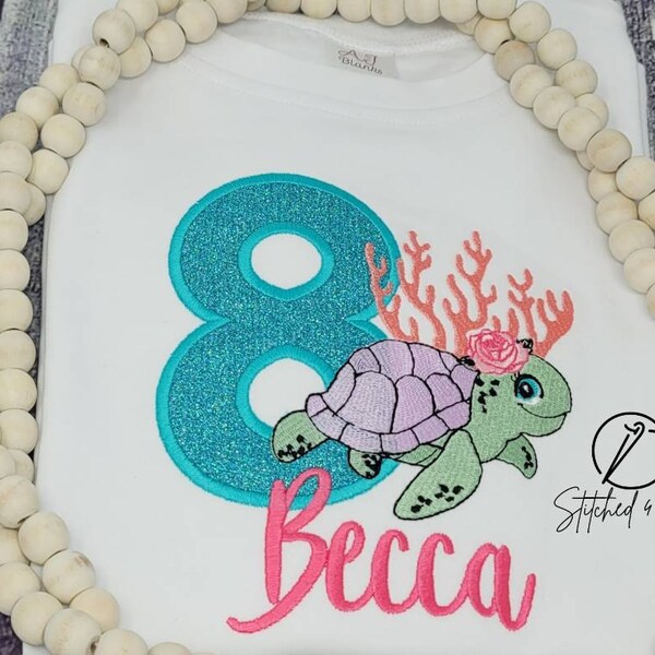 Cute Floral Sea Turtle Machine Embroidery Design 4 Sizes, Animals ...