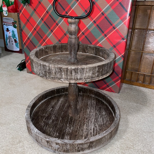Two Tiered Tray, Tiered Tray Decor, Farmhouse Tiered Tray, Farmhouse ...