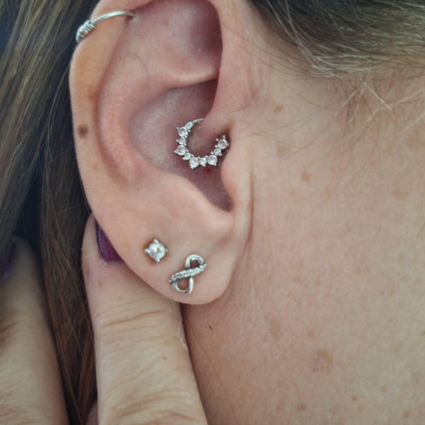 Tiny Flower Rook Hoop Earring • Flower Helix Hoop • Rook Earring ...