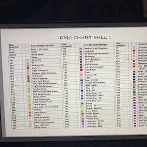 Dmc Chart Pdf File for Printing - Etsy