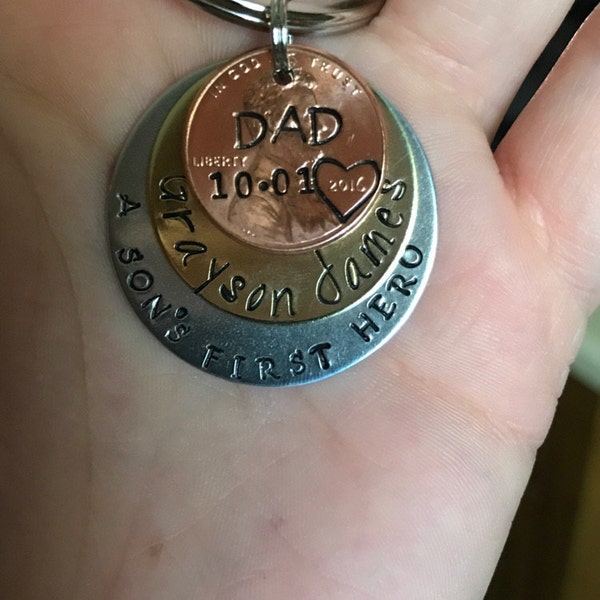Personalized Dad Key Chain, A Son's First Hero Key Chain, Dad Gift,gift ...