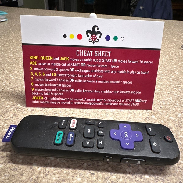 Marbles and Jokers Cheat Sheets, Printable Accessory Set, Rules and ...