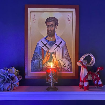 Saint Timothy Icon, Handmade Greek Orthodox Icon of St Timothy the ...