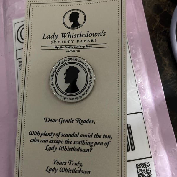 Bridgerton Pin / Lady Whistledown Brooch / Enamel Pin / Bridgerton Gift ...