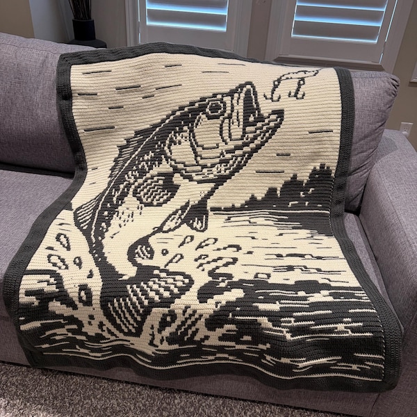 Largemouth Bass - Overlay Mosaic Blanket PATTERN ONLY - Etsy