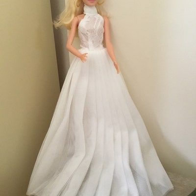 Halter Neck Dolls Prom Dress. 12inch Doll Dress Wedding Dress With Veil ...