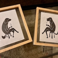 Linolschnitt "dog & bean" Linoldruck - Etsy.de
