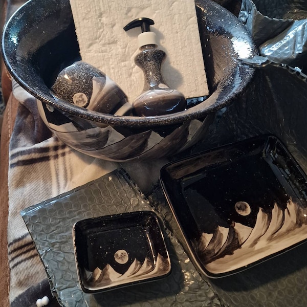 Night & Moon Washbasin, Master Bathroom Ceramic Vessel Sink, Above ...