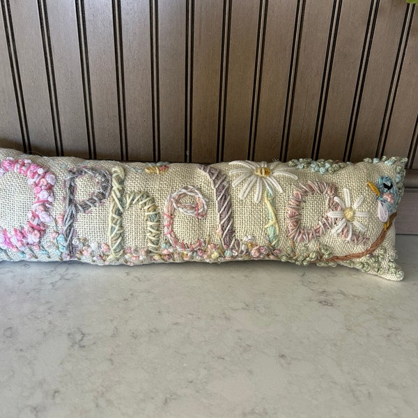 Personalized Name Freehand Bohemian Embroidered Pillow Made to Order up ...