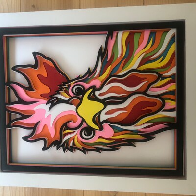 Peeking Rooster 3D Layered SVG for Cardstock/ Colorful Chicken ...