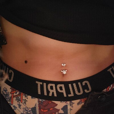 Y2K Star Dangle Belly Button Ring 2000s Sparkly Body Jewelry - Etsy