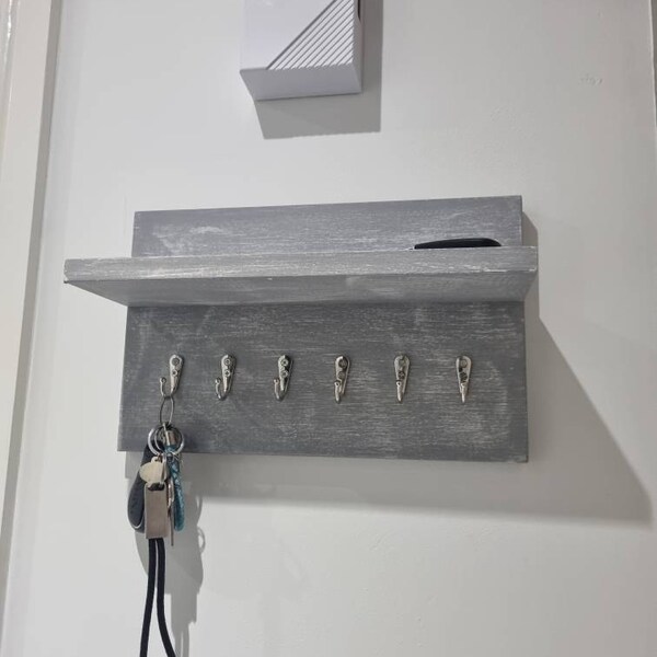 Black Key Hook With Shelf, Key Holder, Handmade Gift, Custom Made, Key ...