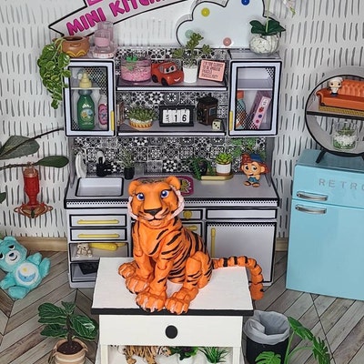 Articulated Tiger 3D Printed Fidget Toy Desk Decor, Pet Tiger Toy ...