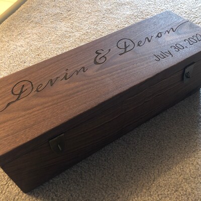 Wine Box With Lock Custom Engraved With Name and Date Champagne Box - Etsy