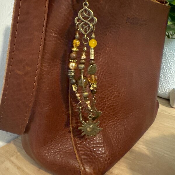 Leaf Purse Tassel Earthy Nature Green Leather Leaf Hippie Boho Beaded ...