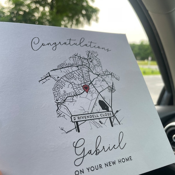 Personalised New Home Card, Map Card, Happy New Home Card ...