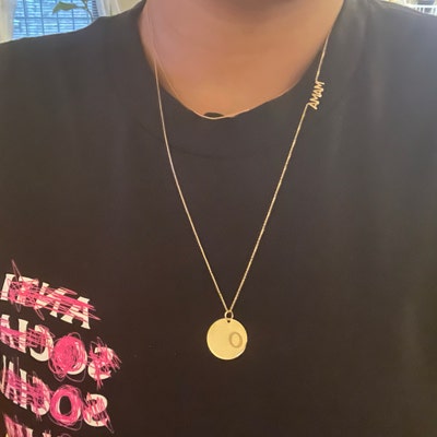 14k Solid Gold Custom Engrave Disc Pendant, Personalized Solid Gold ...