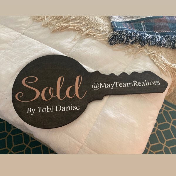 Key Shape Sold Sign With Hashtag or Name, Personalized Real Estate ...
